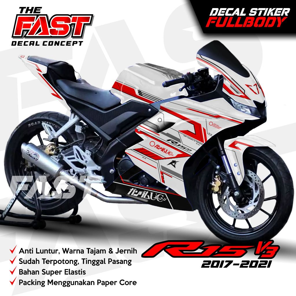 Jual TERBARU Decal R15 V3 Full Body Robot Racing Variasi Putih Stiker ...