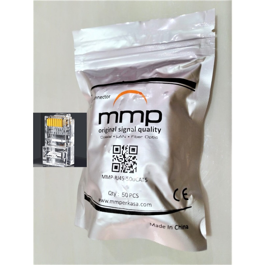Jual konektor rj 45 mmp PREMIUM 50u connector pin rj45 UTP 50 pcs ...