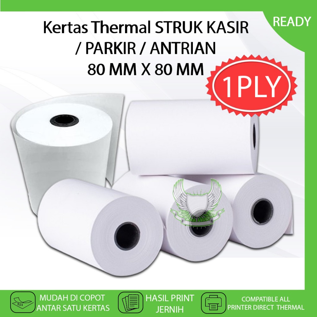 Jual Kertas Thermal Nota Struk Toko Kasir 80 MM X 80 MM 1 PLY HVS Print ...