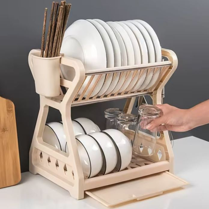 Jual Rak Piring Sendok Garpu Lemari Dapur 2 Susun Ada Tirisan Air ...