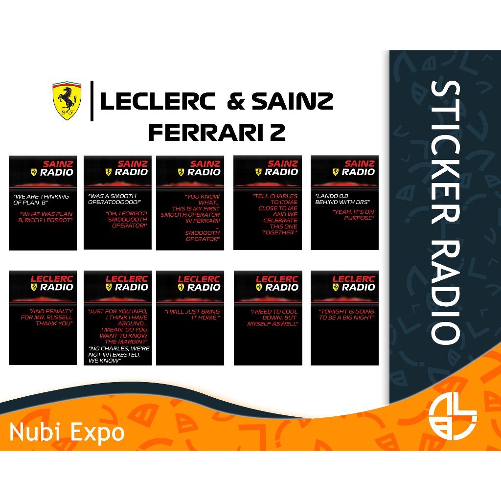 Jual Stiker Radio F1 Scuderia Ferrari | Charles Leclerc & Carlos Sainz ...