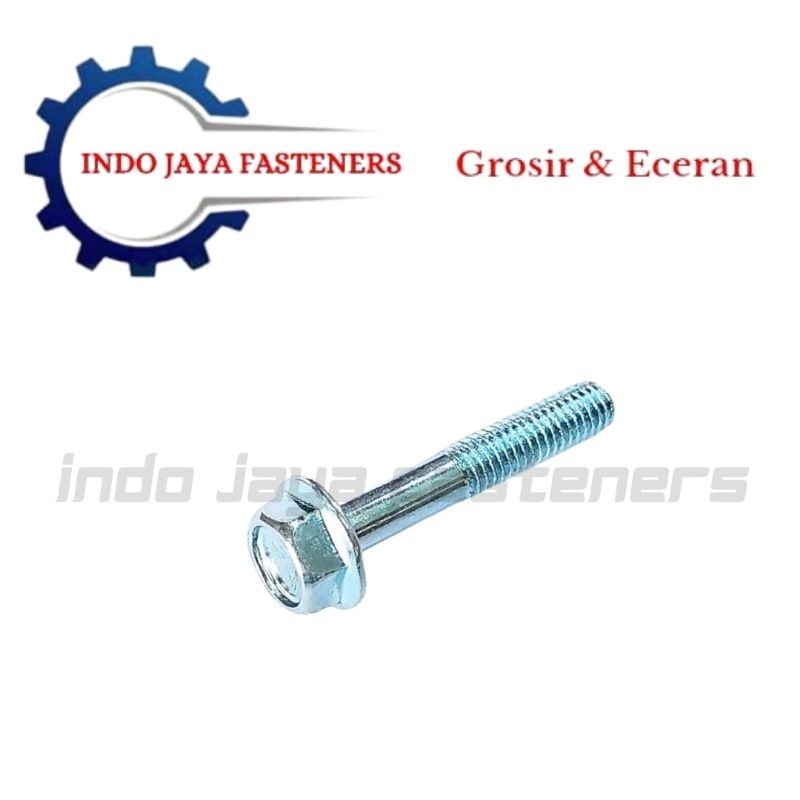 Jual Baut Baud Flange M6 x 35 Kunci 10 Baut Topi Flange Bolt Putih | Shopee Indonesia