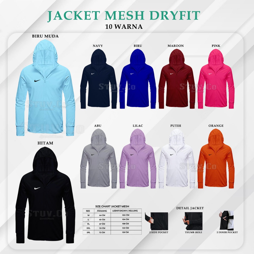 Jual JAKET OLAHRAGA PRIA WANITA Jaket Mesh UV PROTECTION Jaket Bahan ...