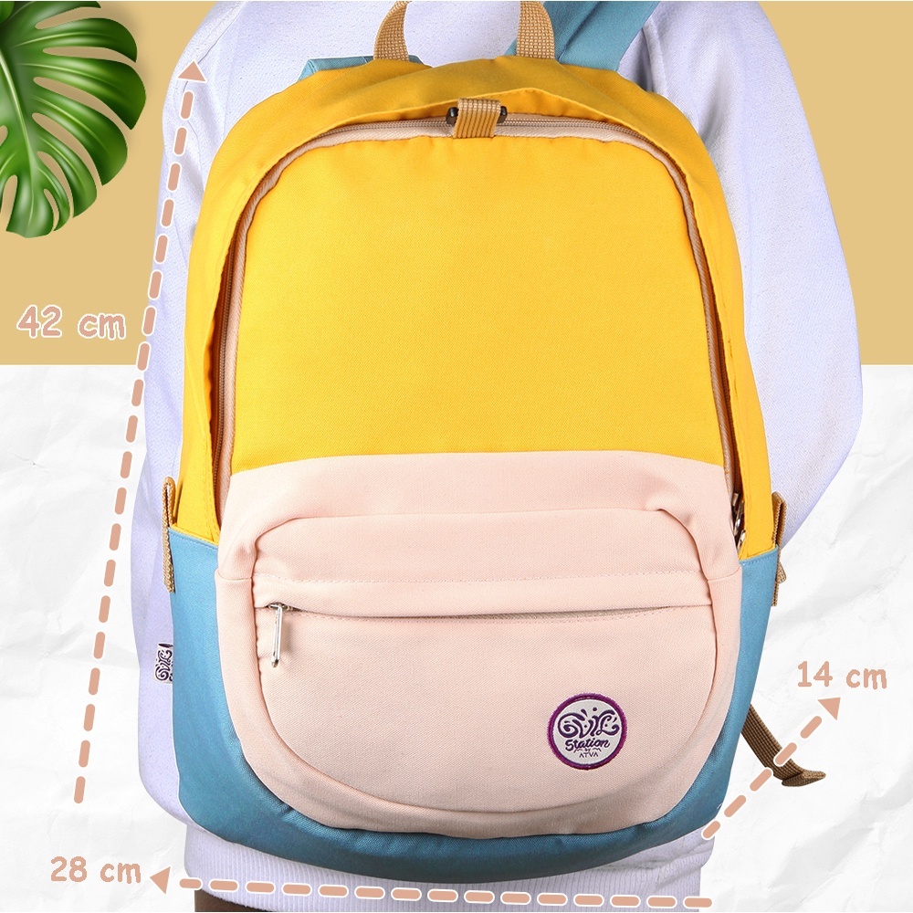 Jual Freya Salmon Yellow Tas Ransel Wanita Daily Backpack Kanvas ...
