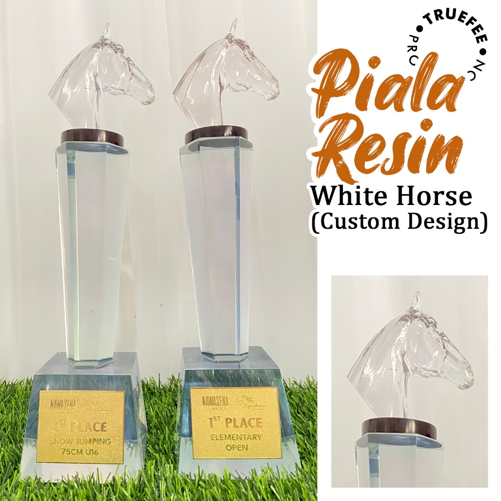 Jual PIALA RESIN BENING WHITE HORSE KEPALA KUDA PUTIH PLAT KUNINGAN ...