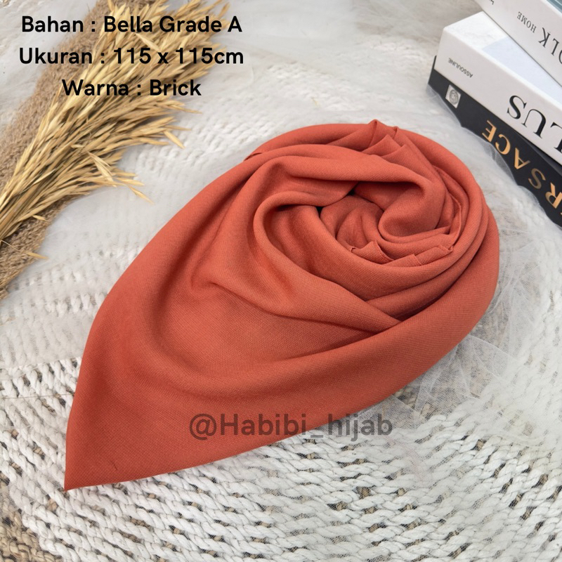 Jual Bella Square Polycotton 115 X 115 Jahit Tepi Kecil Premium 78 Warna Hijab Segi Empat ...