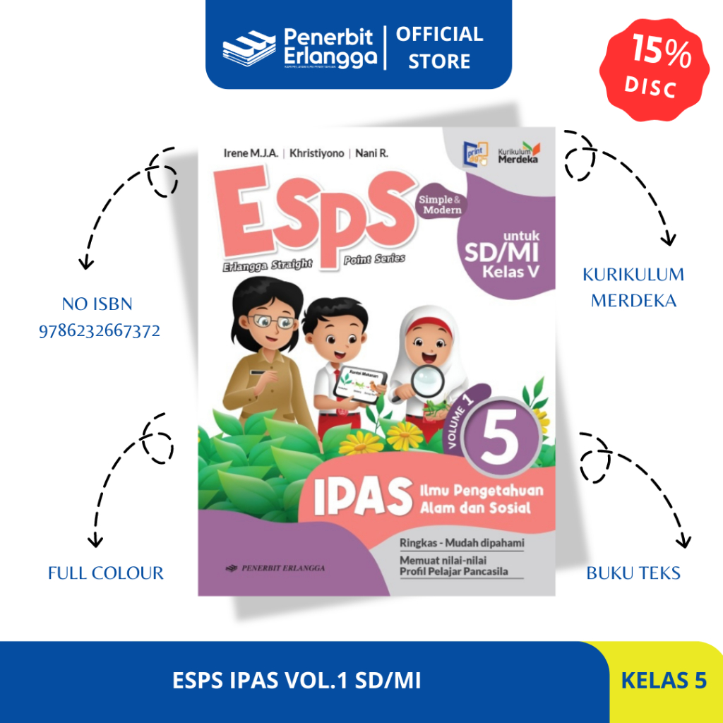 Jual [Erlangga Official] Esps Ipas Sd/Mi Vol 1 Kelas 5 - Kurikulum Merdeka | Shopee Indonesia