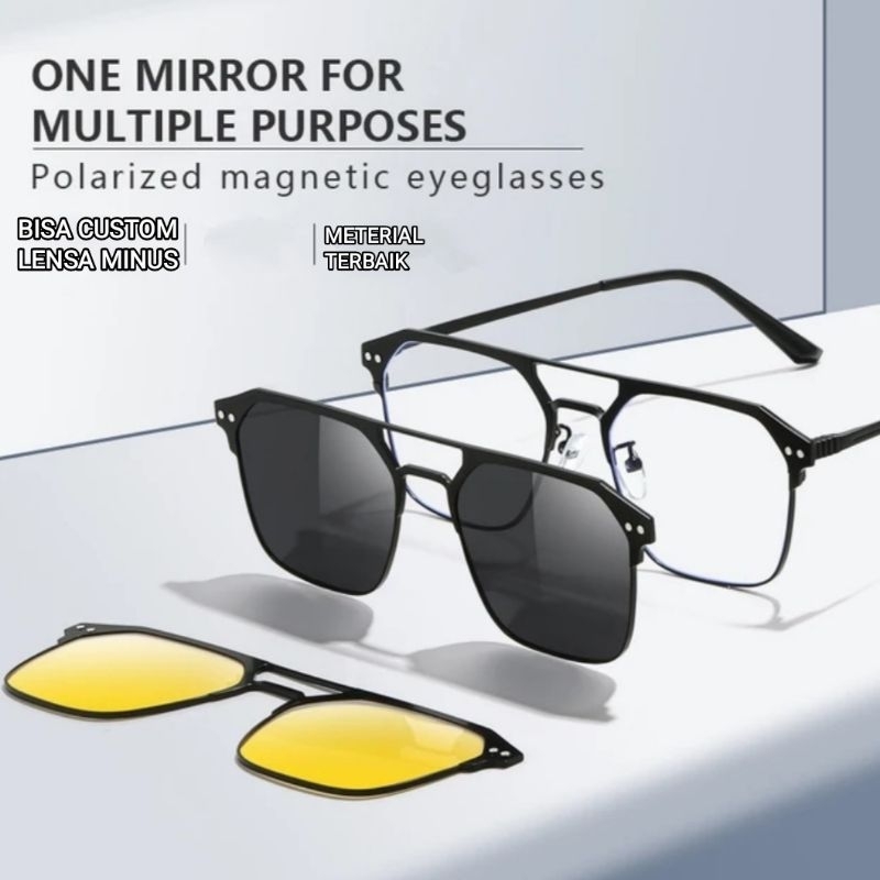 Jual Titanium clip on polarized night vision 7028 model aviatore frame ...