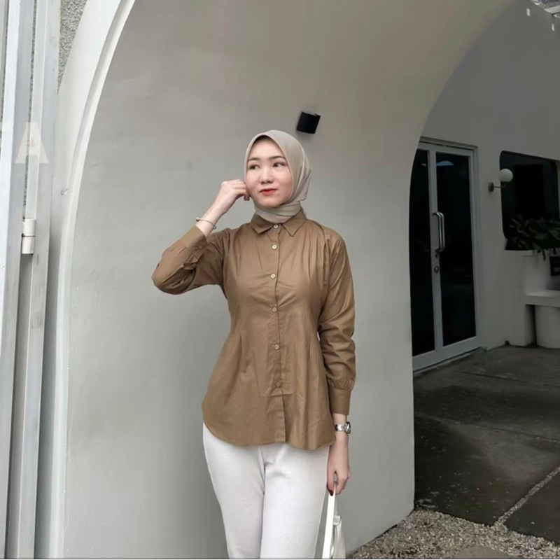 Jual Kemeja Luna Top Long Slevee Matt Catton Premium LD 105 dan 115cm_ Kemeja Press Body_ Kemeja ...
