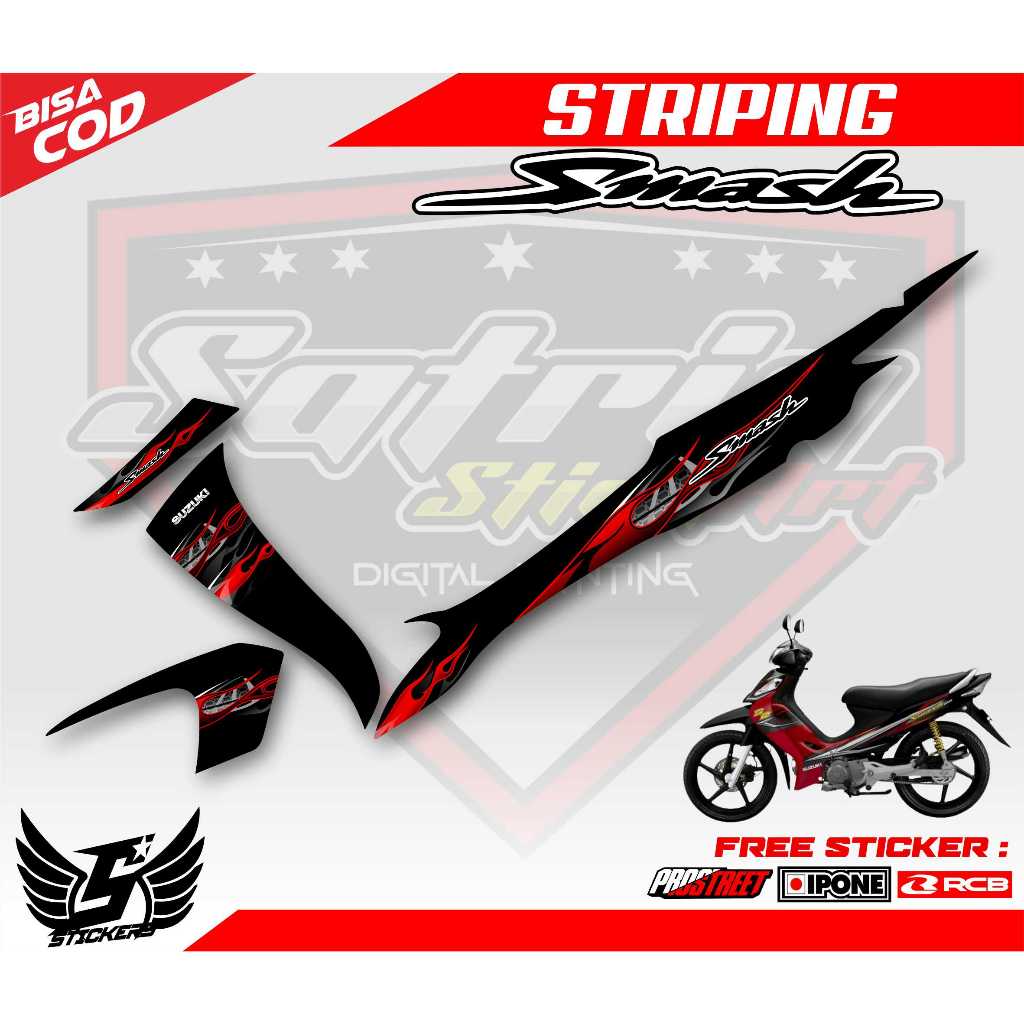 Jual STRIPING MOTOR SUZUKI SMASH OLD DESAIN API / STICKER LIST MOTOR ...