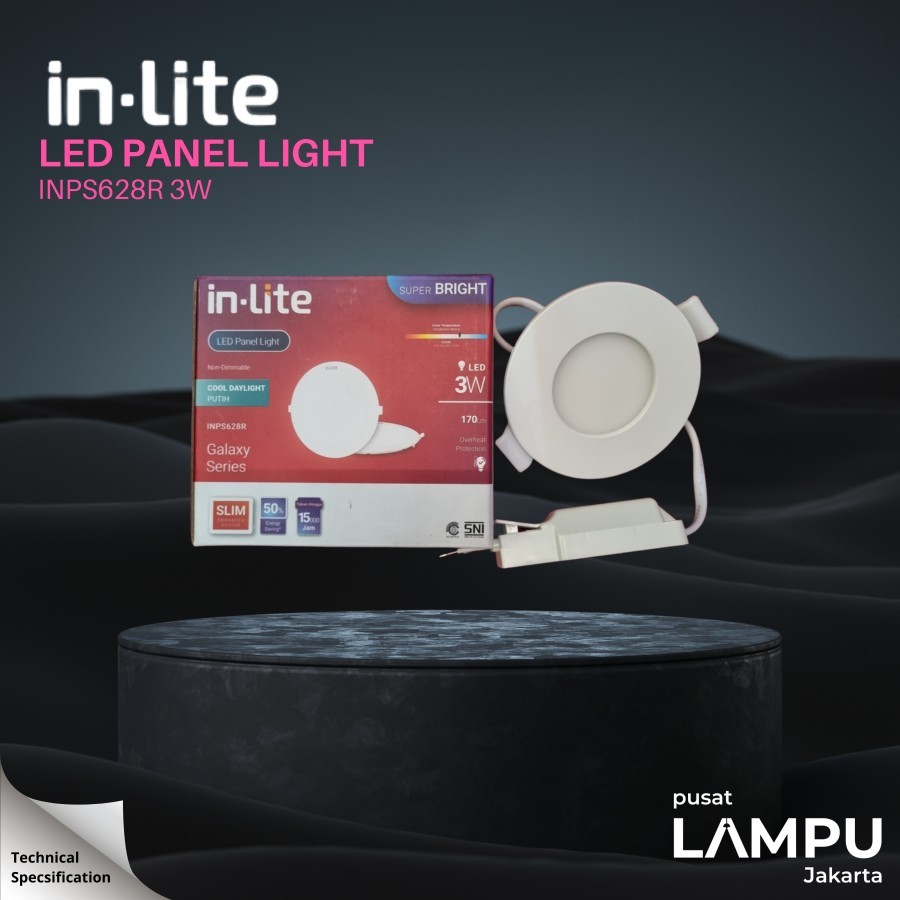 Jual INLITE Led Panel Inbow Bulat 3watt LED 220V 220volt 3W round ...