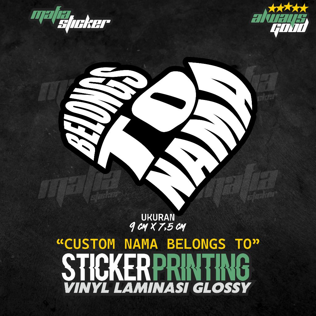 Jual STICKER/STIKER PRINT CUT CUSTOM NAMA BELONGS TO NAMAMU STICKER ...