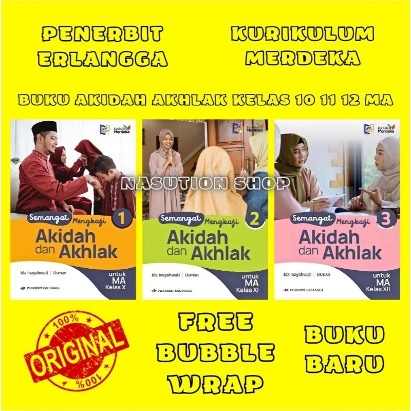 Jual Buku Semangat Mengkaji Akidah dan Akhlak Kelas 1 2 3 / 10 11 12 MA Erlangga Kurikulum ...
