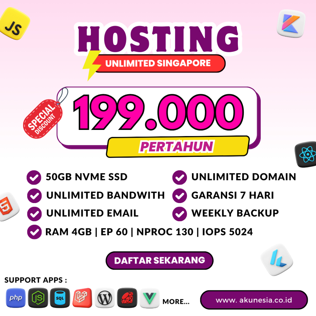 Jual Hosting Unlimited NVMe SSD Singapore Fast Server 30% | Shopee Indonesia