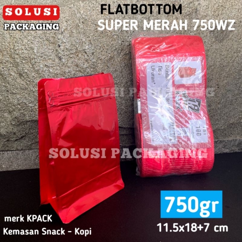 Jual Kemasan Flat Bottom Flatbottom Coffee Bag Super Merah 750WZ 750gr ...