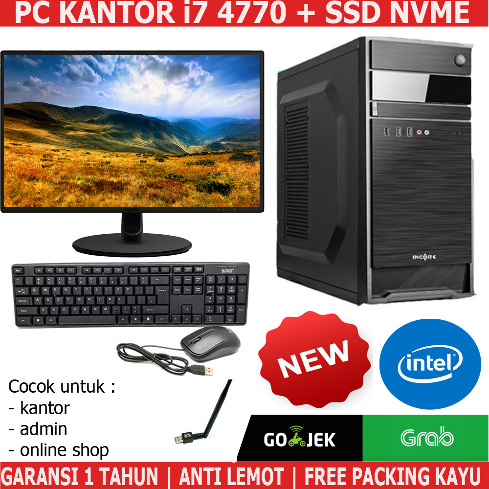 Jual PAKET LENGKAP CPU/KOMPUTER/PC RAKITAN KANTOR/DESAIN/PAJAK/ADMIN i7-4770 NVME SIMBADDA 16GB ...