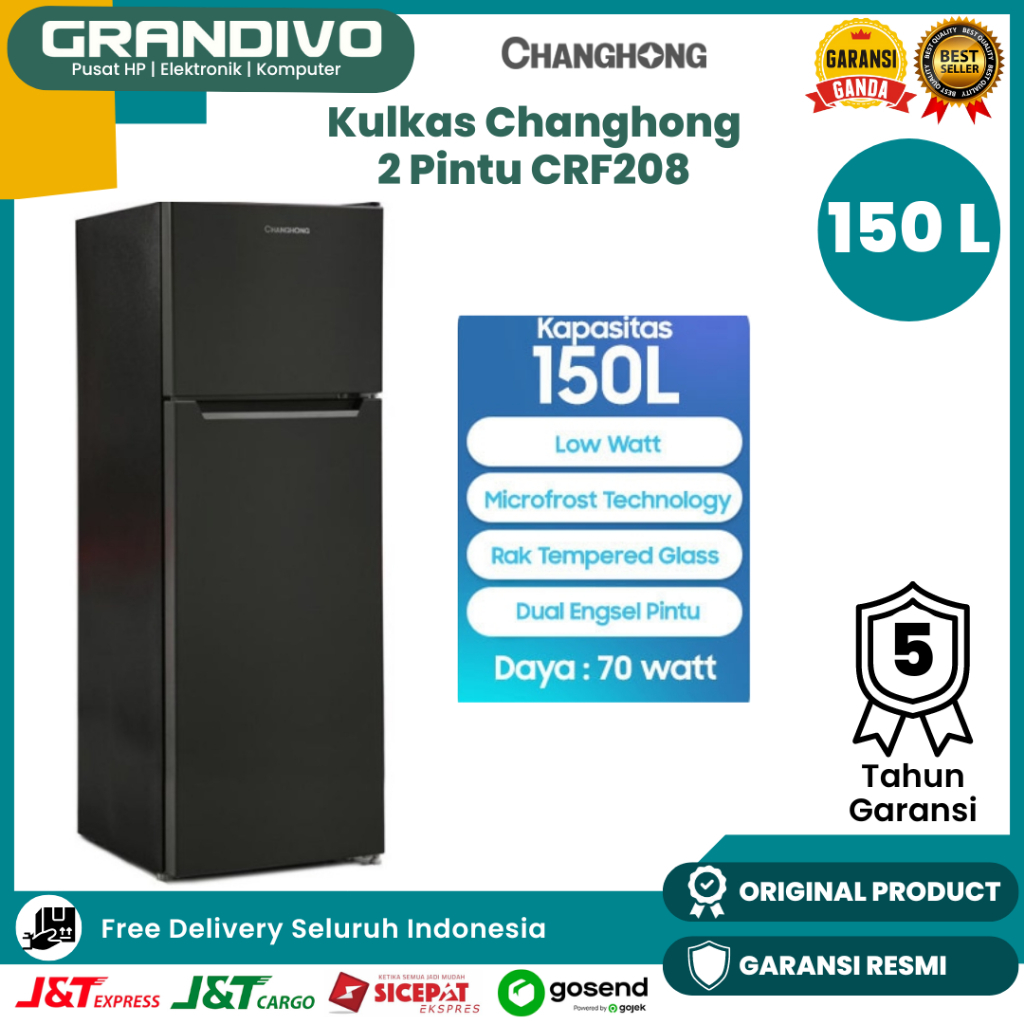 Jual Kulkas Changhong 2 Pintu 150 Liter CRF208 Low Watt Fast Freezing ...
