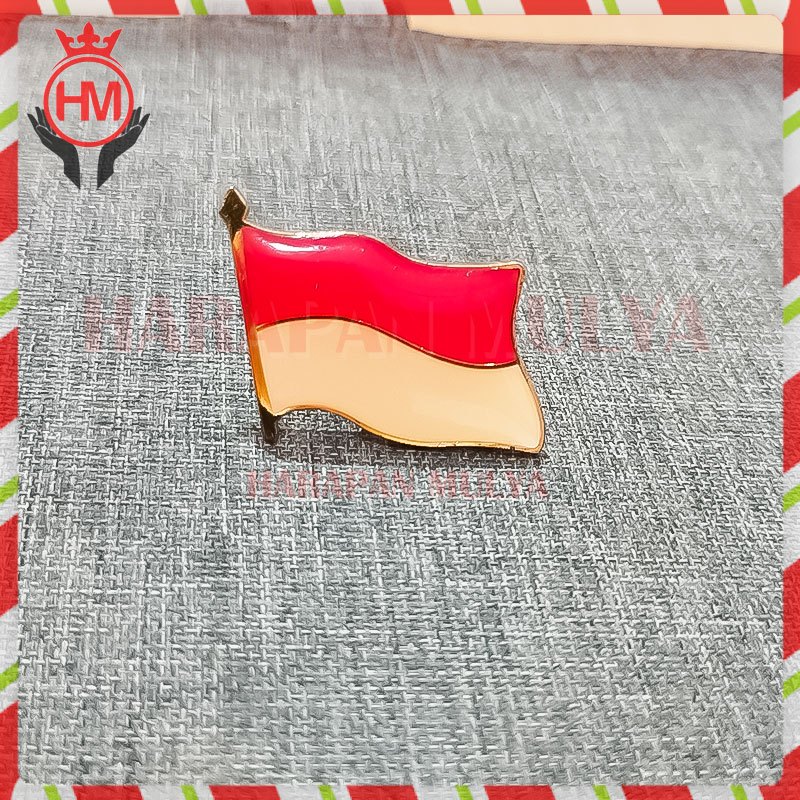 Jual Lencana Pin Bendera Indonesia - Pin Berkibar Ukuran 2.5x2Cm Merah ...