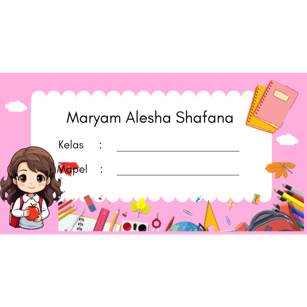 Jual 20 Sticker buku pelajaran Costum+Sticker Label Mata Pelajaran ...