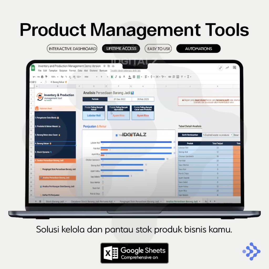 Jual [T091] Inventory & Product Management Template Google Sheet ...