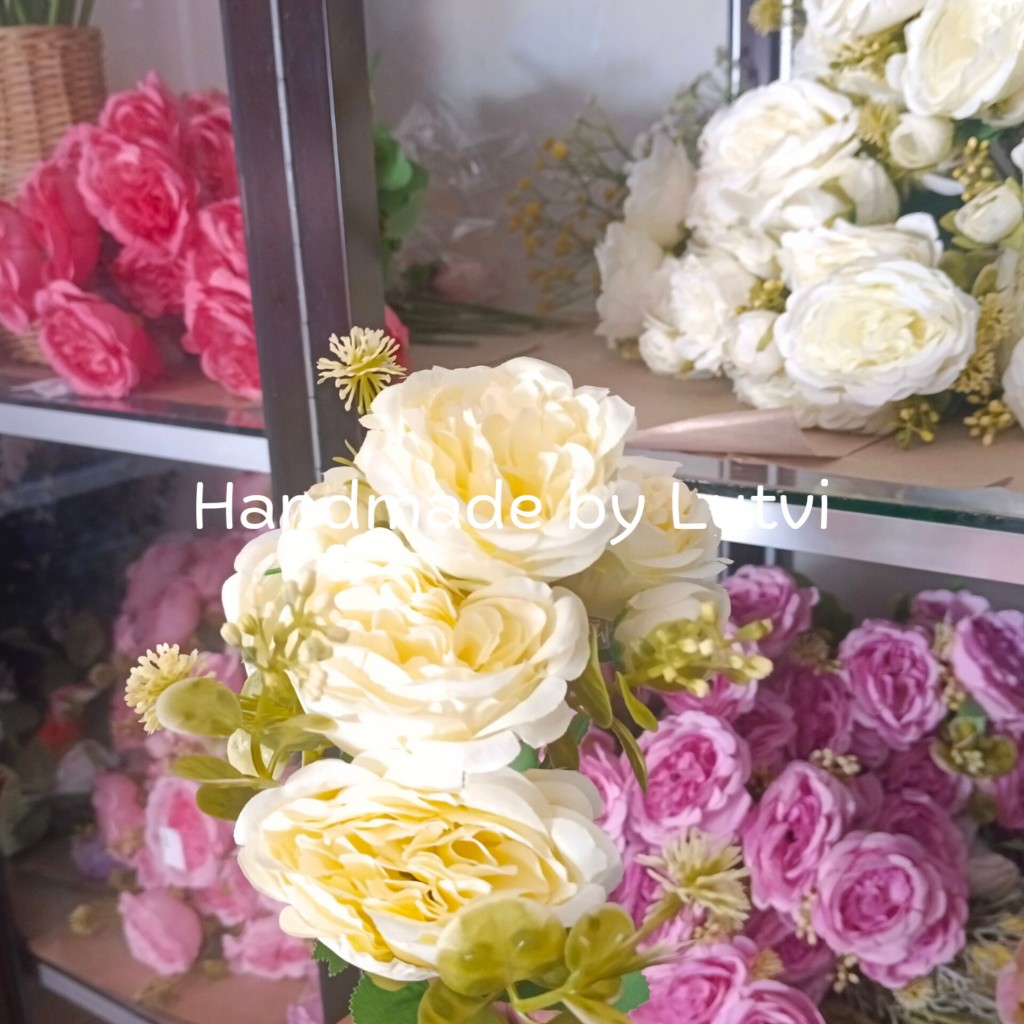 Jual 1 tangkai (isi 5 kuntum) peony duchess artificial | bunga palsu ...