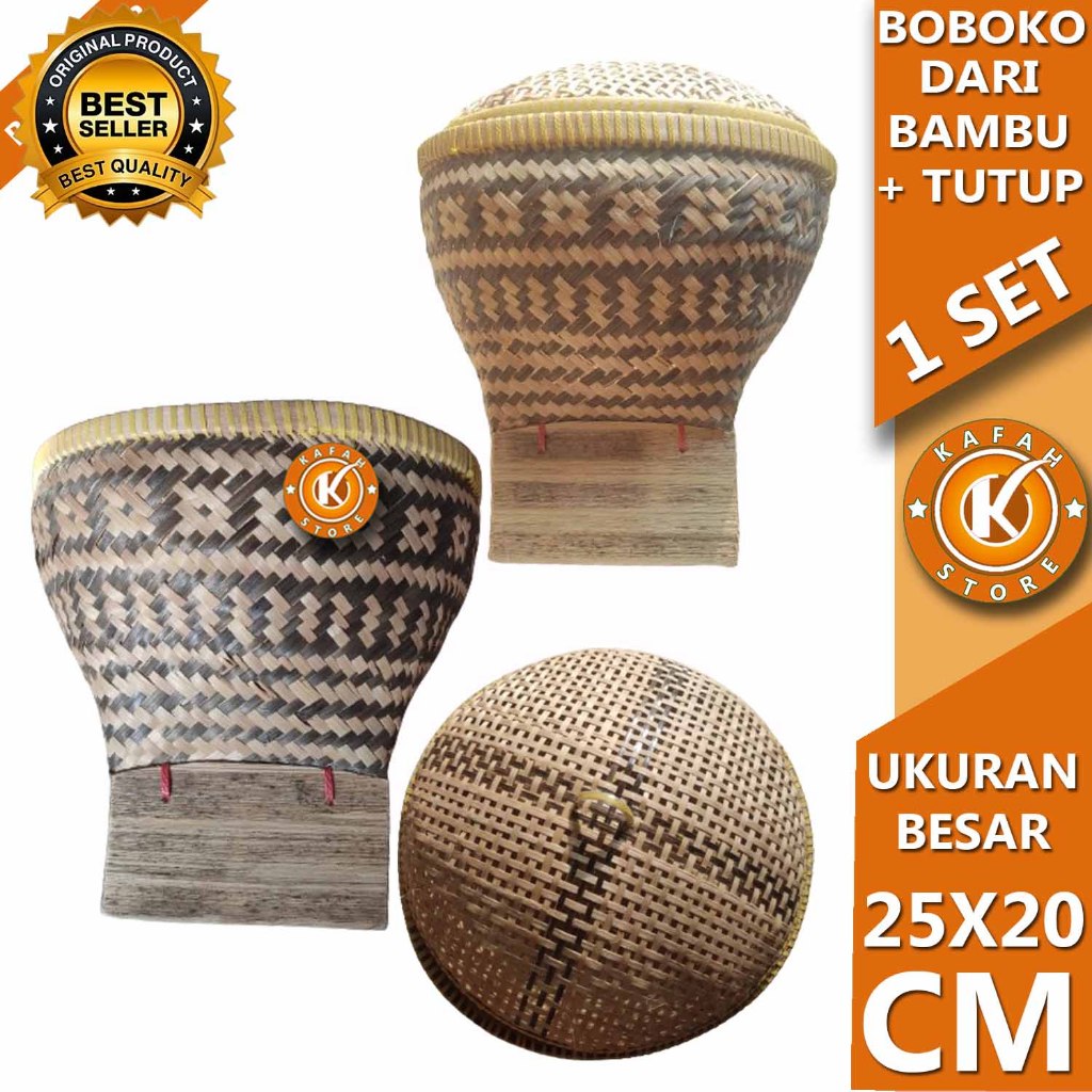 Jual 1 SET BOBOKO, SONGKO PLUS TUTUP ANYAMAN BAMBU WADAH NASI kafah ...