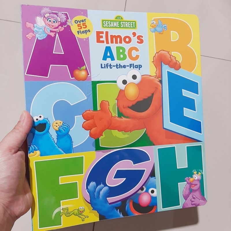 Jual elmo board book sesame street learning ABC elmo lift the flap book ...