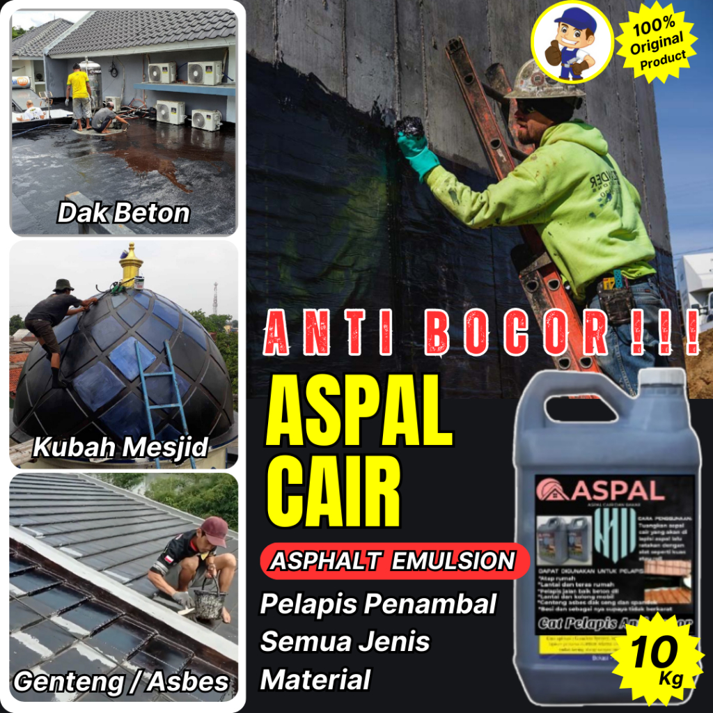 Jual ASPAL CAIR 10 KG aspal waterproofing & Jalan / Cat pelapis anti ...