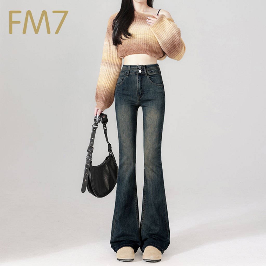Jual FM7 L100 Korean Highwaist Celana Cutbray Flare Celana Jeans Wanita ...