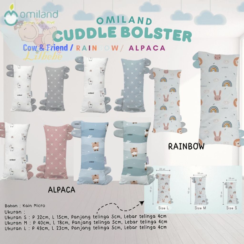 Jual Omiland Guling Bayi Cuddle Hug Bolster Rainbow / Alpaca / Cow And ...