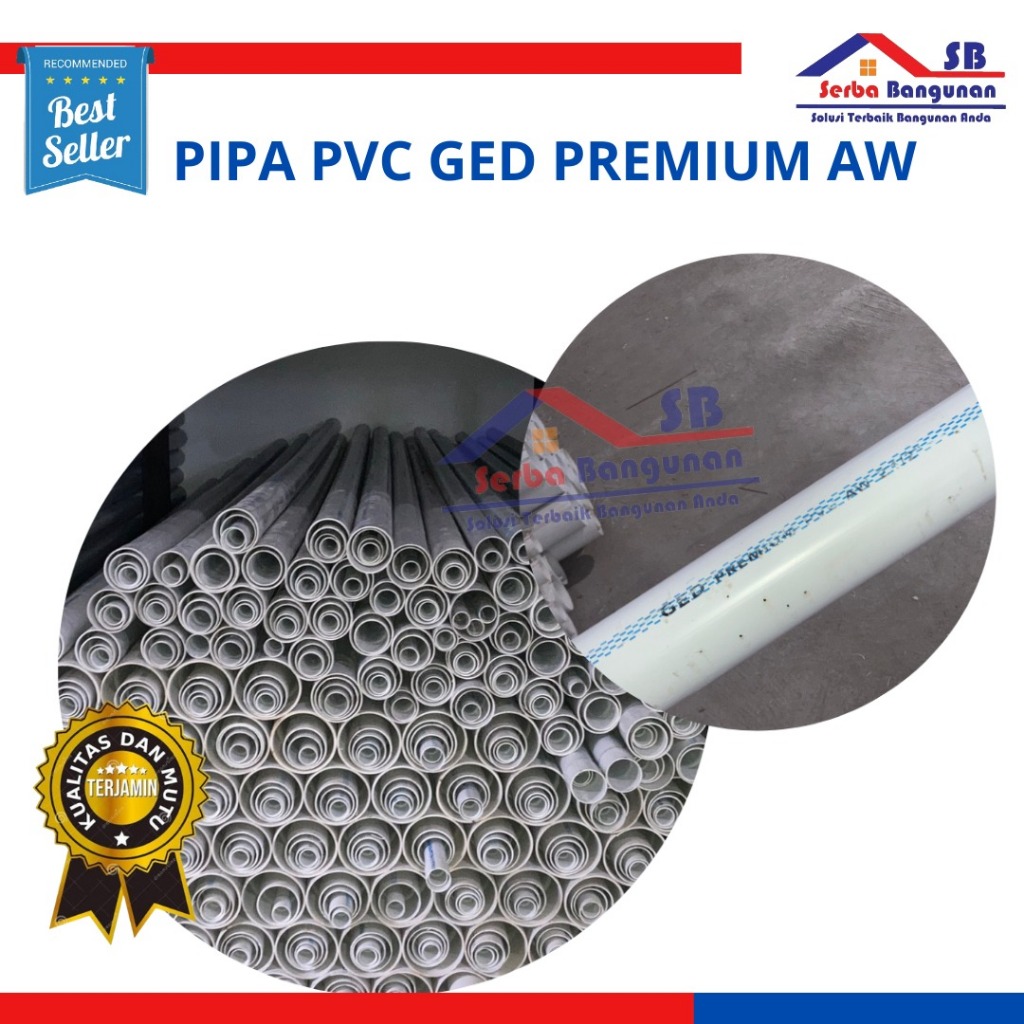Jual Pipa PVC GED PREMIUM AW Kuat Anti Bocor Ukruan 1 1/2" per Meter ...
