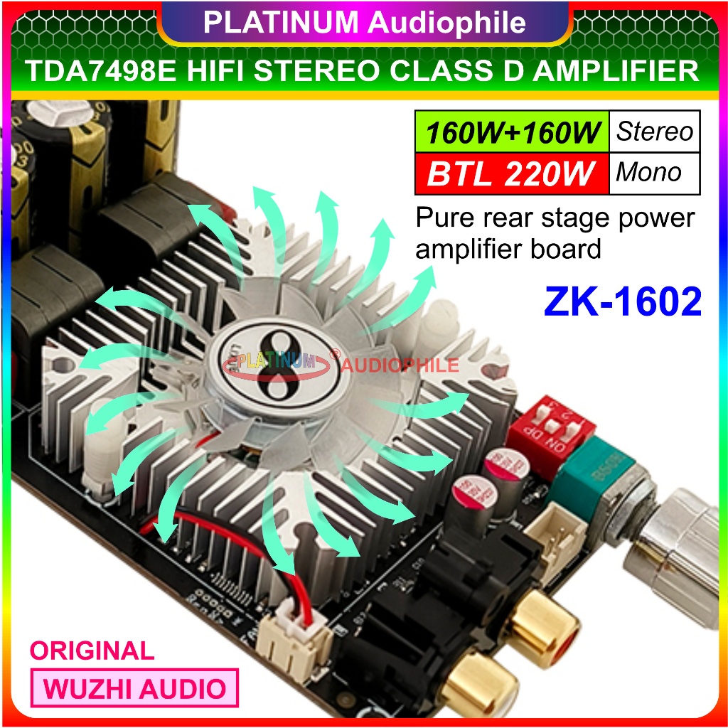Jual TDA7498 Amplifier Class D Stereo 160W + 160W / BTL Bridge 220W Hifi Amplifier ZK-1602 ...