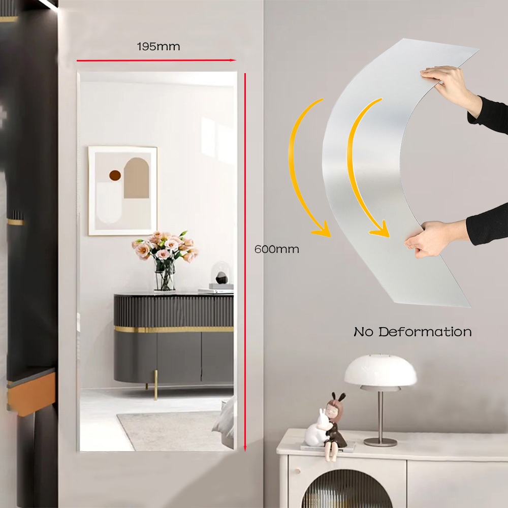 Jual Acrylic Mirror Bendable for Bedroom 19.5 X 60 CM Dinding Cermin ...