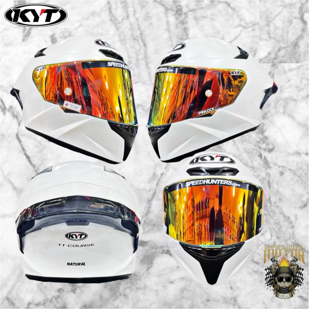 Jual HELM FULL FACE KYT TT COURSE PLAIN WHITE / HELM KYT PAKET GANTENG / HELM ORIGINAL KYT ...