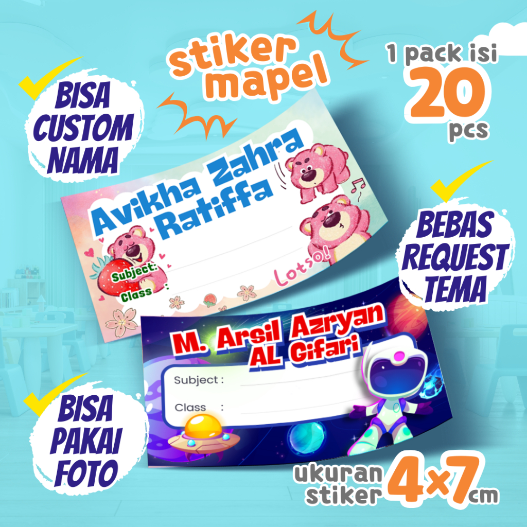 Jual Stiker Mapel / Label Buku Pelajaran Bebas Request Tema Desain ...