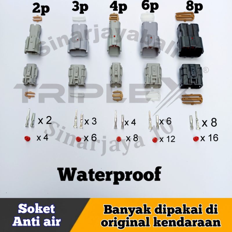 Jual soket kabel motor mobil waterproof 8p 6p 4p 3p 2p socket original 8pin 6pin 4pin 3pin 2pin ...