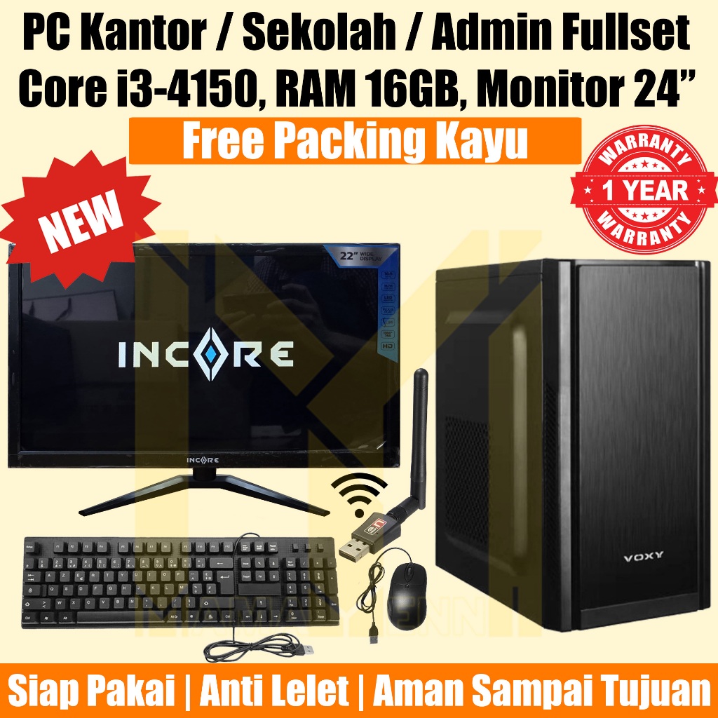 Jual PC Rakitan Kantor Core i3 4150 RAM 16GB SSD HDD / Paket Komputer Gen 4 Office/Admin/Sekolah ...