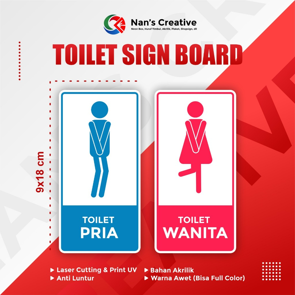 Jual Sign Toilet Akrilik Lambang Pria dan Wanita/ Sign Board 1 SET/Sign ...