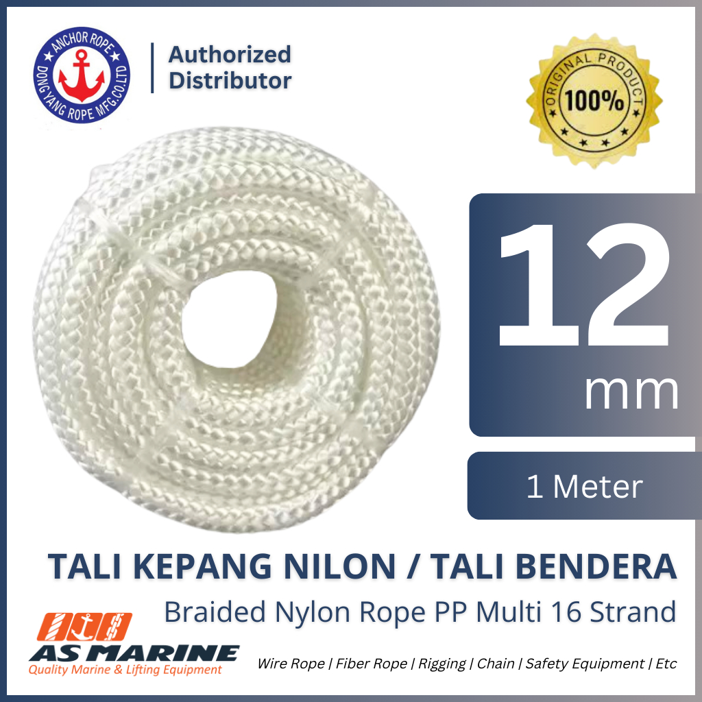 Jual Tali Nilon Kepang / Tali Bendera 12 mm x 100 Meter Braided Nylon ...