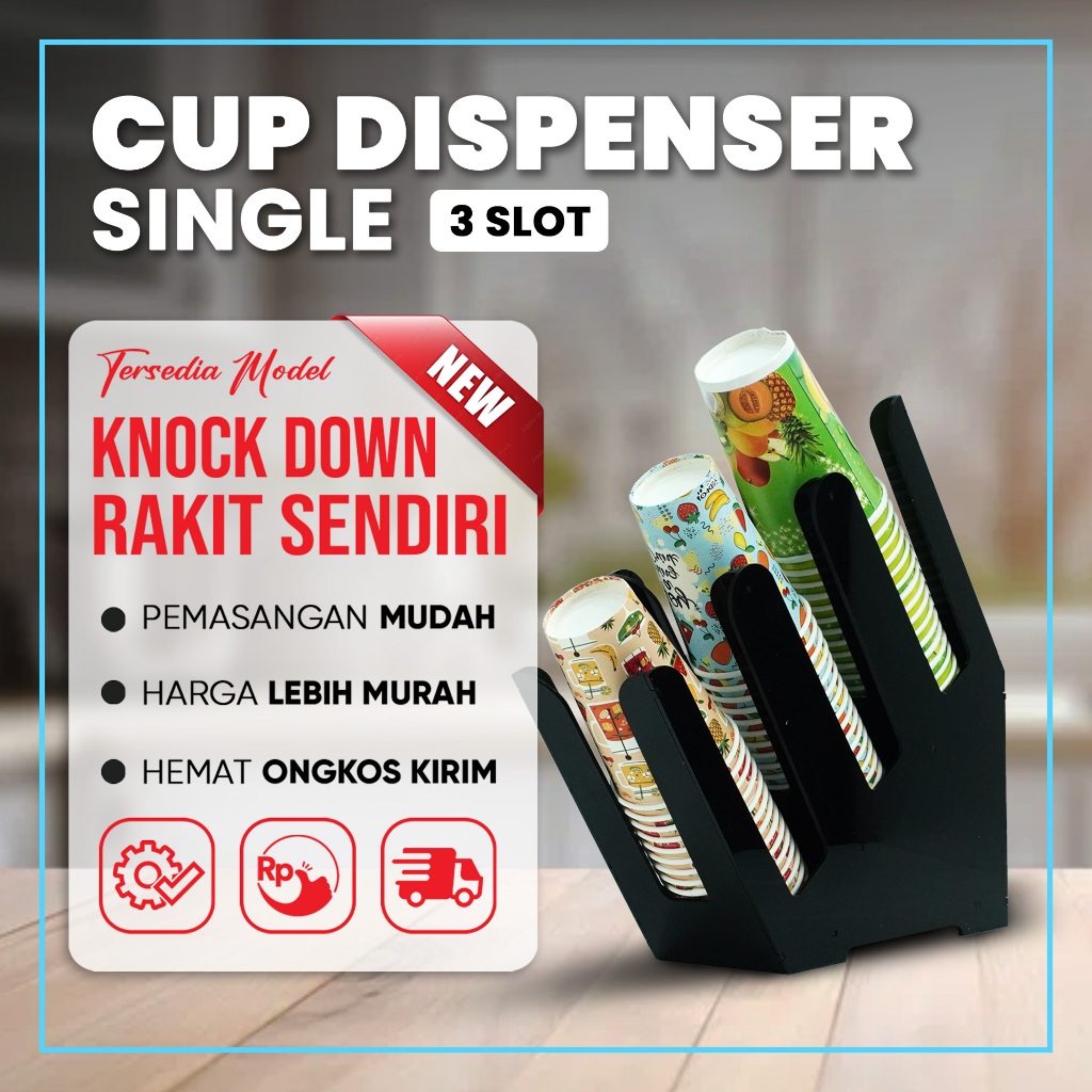 Jual Rak Cup Holder / Rak Paper Cup Akrilik Single Bar 3 Slot | Shopee ...