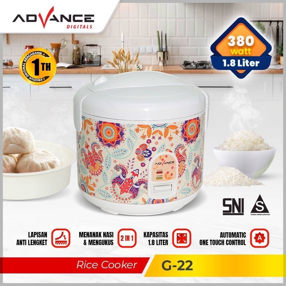 Jual Advance G-22 Rice Cooker 1,8 Liter Penanak Nasi dan Mengukus ...