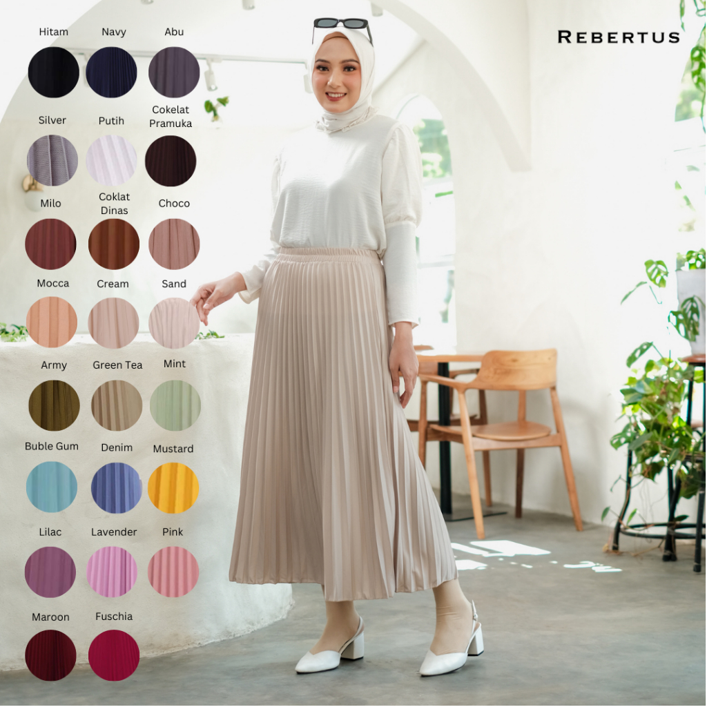 Jual Rok Plisket Wanita Panjang Premium Rebertus Sofia | Shopee Indonesia