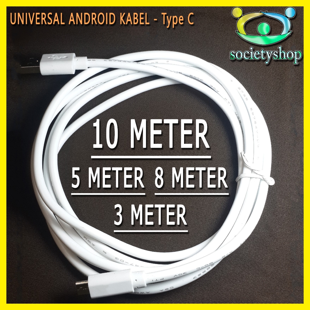 Jual Kabel Hp Universal 3 5 8 10 Meter Charger USB C Cable Cas Fast ...