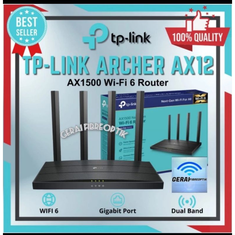 Jual TP LINK Router Archer AX12 AX1500 Dual-Band Gigabit Wi-Fi 6 (GFO ...