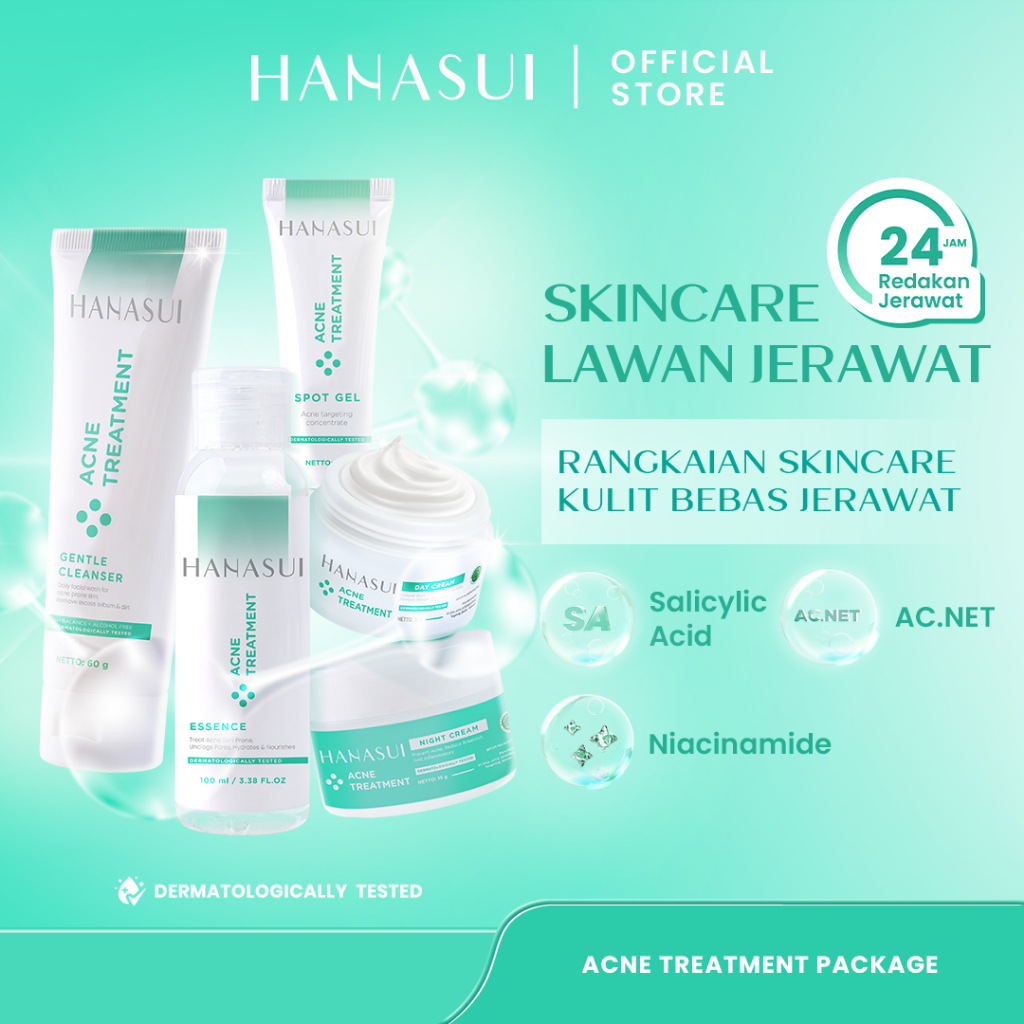 Jual HANASUI Anti Acne Treatment PACKAGE - Serangkaian Skincare Wajah ...