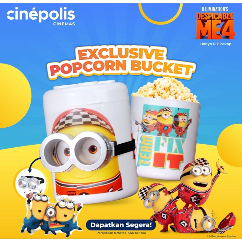 Jual Minions Tumbler Popcorn Cinepolis Despicable Me 4 / Popcorn ...