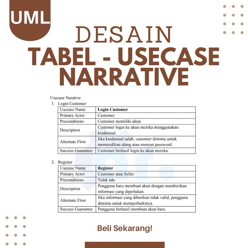 Jual DESAIN TABEL USECASE NARRATIVE/ UML USECASE DIAGRAM/ USCASE SISTEM ... Jual DESAIN TABEL USECASE NARRATIVE/ UML USECASE DIAGRAM/ USCASE SISTEM ...