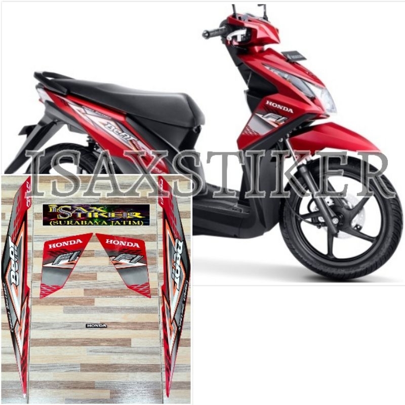 Jual striping original Honda Beat FI merah red tahun 2014 2015 | Shopee ...