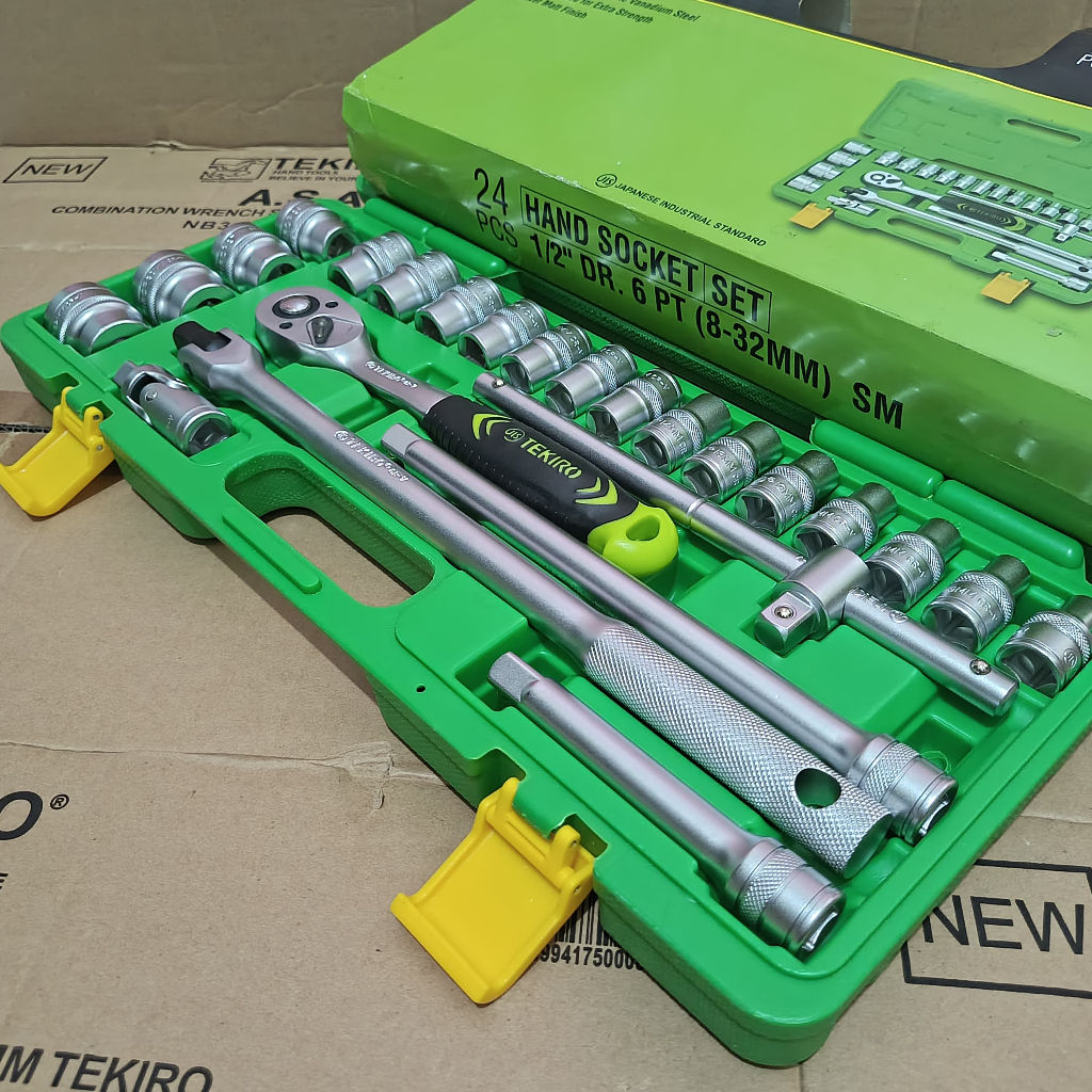 Jual Kunci Sok Set 24 Pcs Pvc Tekiro Hand Mata Sok Shock Socket 24Pcs Box Plastik 6pt 1/2inci ...