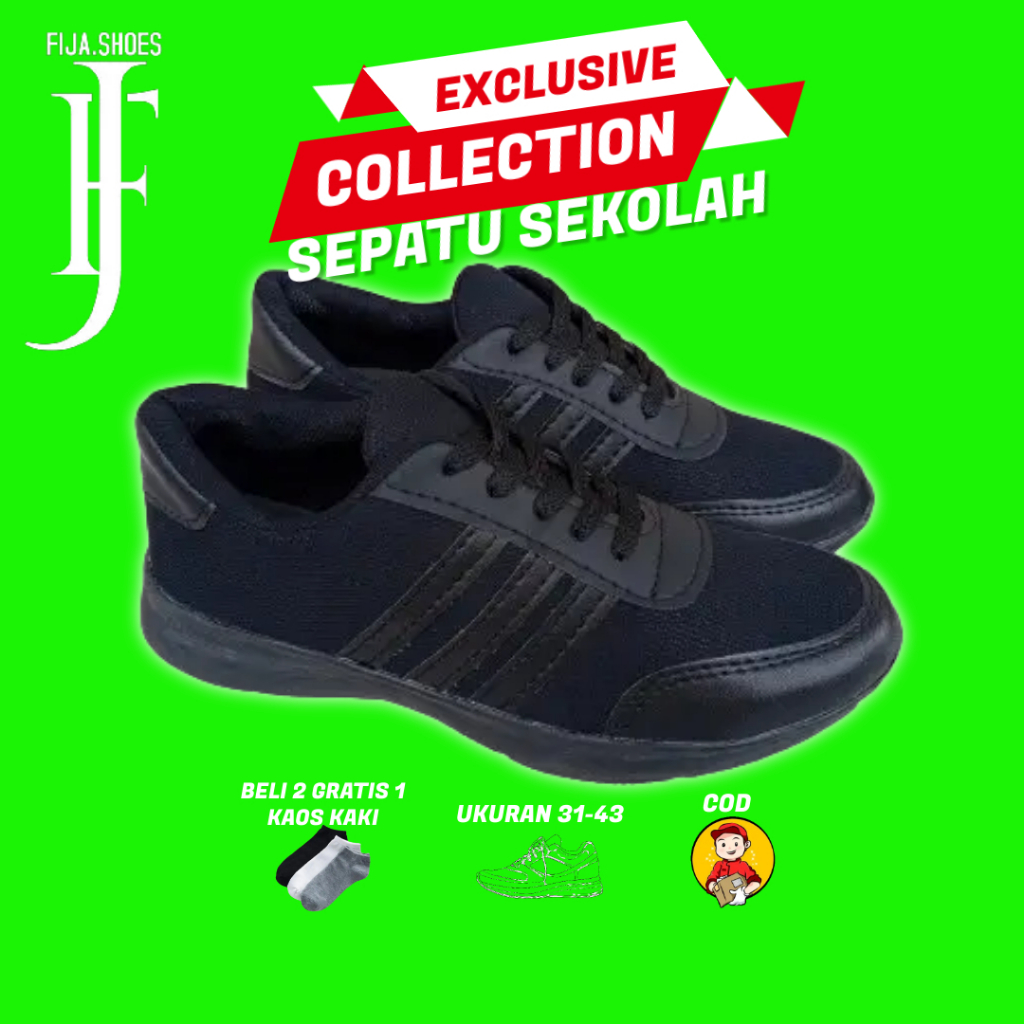 Jual SEPATU SEKOLAH HITAM POLOS TALI ANAK LAKI LAKI PEREMPUAN SD SMP ...
